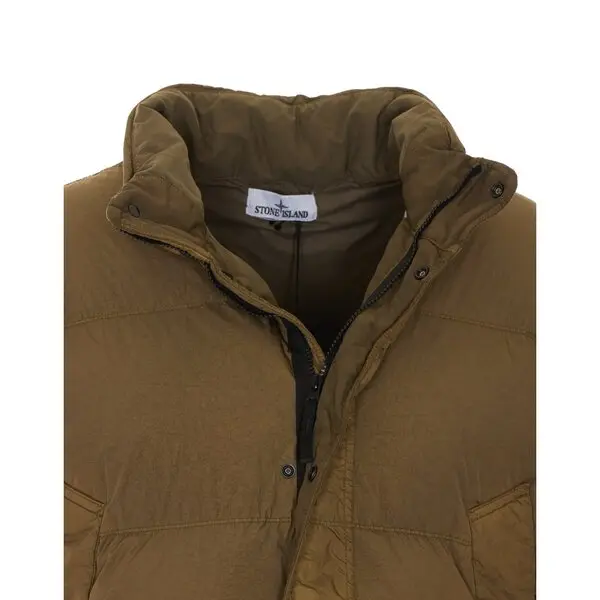 Stone Island Logo Garment Dyed Padded Bomber - Green