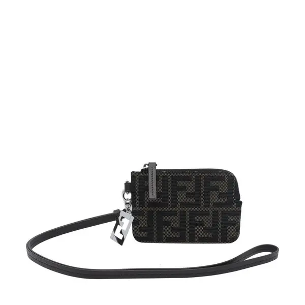 Fendi Ff Jacquard Card Holder - Brown