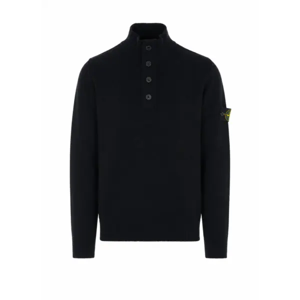 Stone Island Logo High Neck Sweater - Black