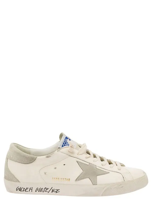 GOLDEN GOOSE Low Sneakers 'superstar' Vintage Effect With Gray Pull-tab In White Leather