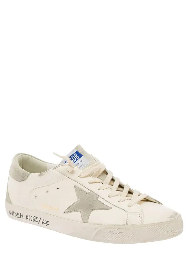 GOLDEN GOOSE Low Sneakers 'superstar' Vintage Effect With Gray Pull-tab In White Leather