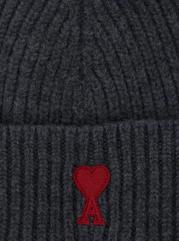 AMI Paris Wool Adc Embroidered Beanie For