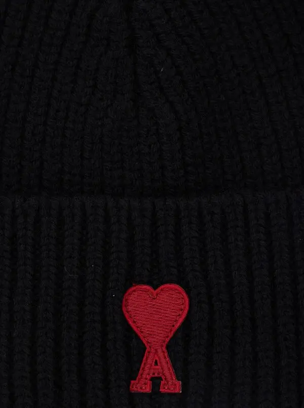 AMI Paris Wool Cap With Brim And Cuff For