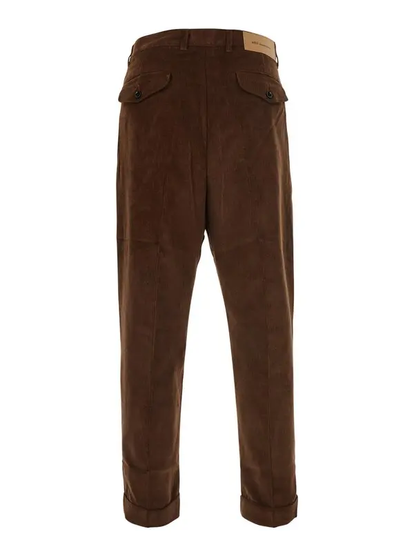 AMI Paris Brown Corduroy Relaxed Fit Trousers
