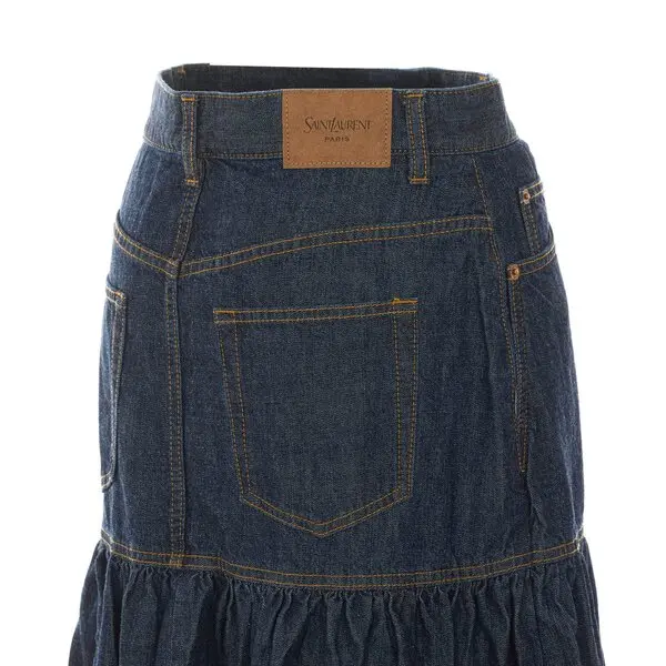 Saint Laurent Tiered Denim Skirt