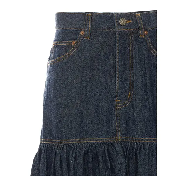 Saint Laurent Tiered Denim Skirt