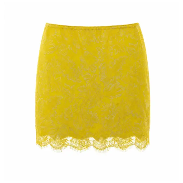 Saint Laurent Jacquard And Lace Barocca Mini Skirt - Yellow
