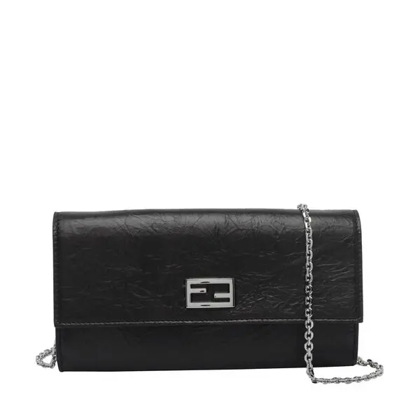 Fendi Continental Wallet On Chain Tube With Ff Baguette Logo