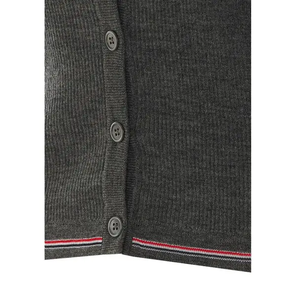 Thom Browne Merino Wool Rib Stitch Cardigan With Contrast Piping