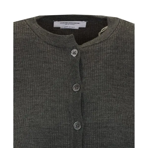 Thom Browne Merino Wool Rib Stitch Cardigan With Contrast Piping