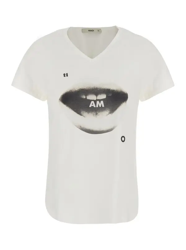 Fendi Ti Amo' T-shirt With Front Print In Cotton For - White