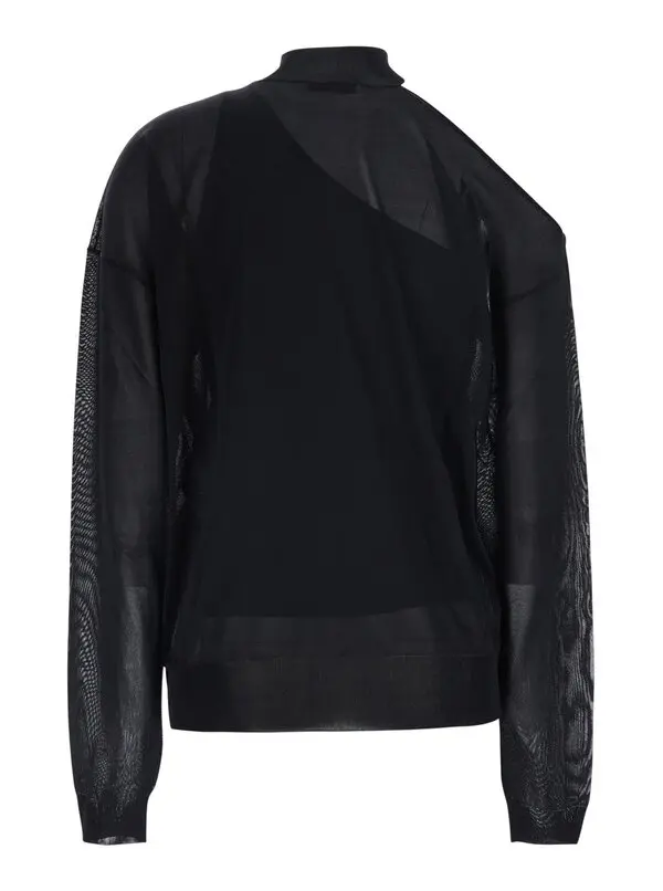Fendi Sheer Turtleneck Top With Shoulder Cut-out And Matching Inner Top - Multicolor