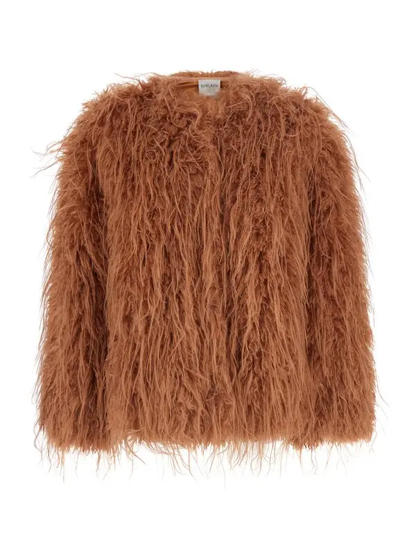 FORTE_FORTE Ecofur Crew Neck Shearling Jacket - Brown