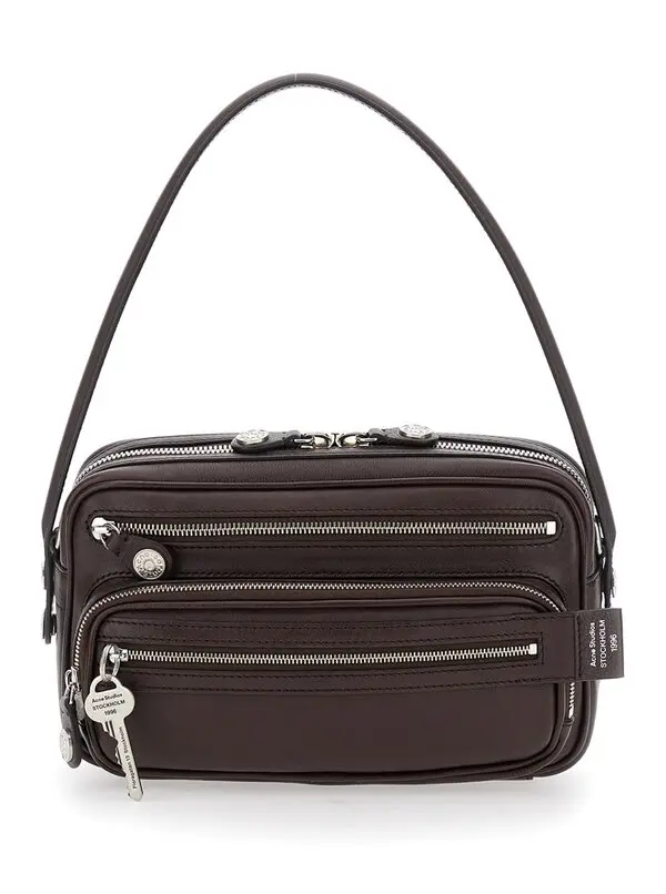 Acne Studios Shoulder Bag With Logo Plate On The Front In Brown Leather For - Multicolor