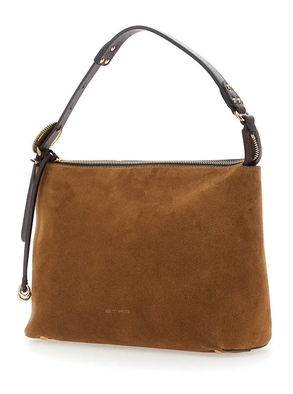 Etro Shoulder Bag With Refined Leather And Fabric Details, Brown - Multicolor