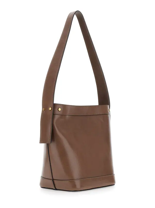 Versace Small Bucket Bag With Iconic Details In Black Leather For - Multicolor