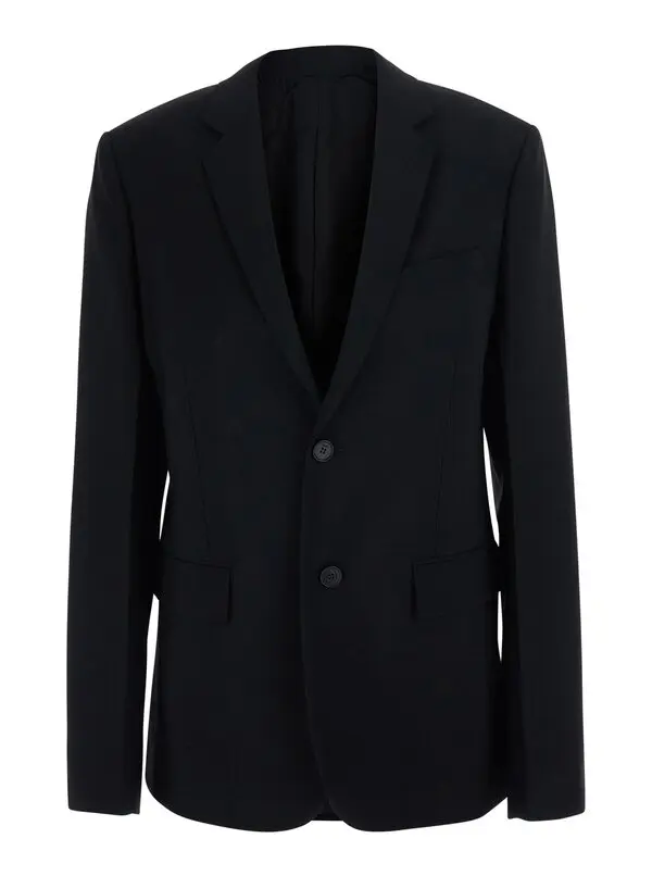 Fendi Black Jacket With Notched Revers In Wool And Mohair For - Multicolor