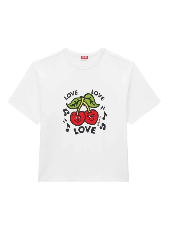 Kenzo Sounds" Embroidered Oversized Cotton T-shirt - White