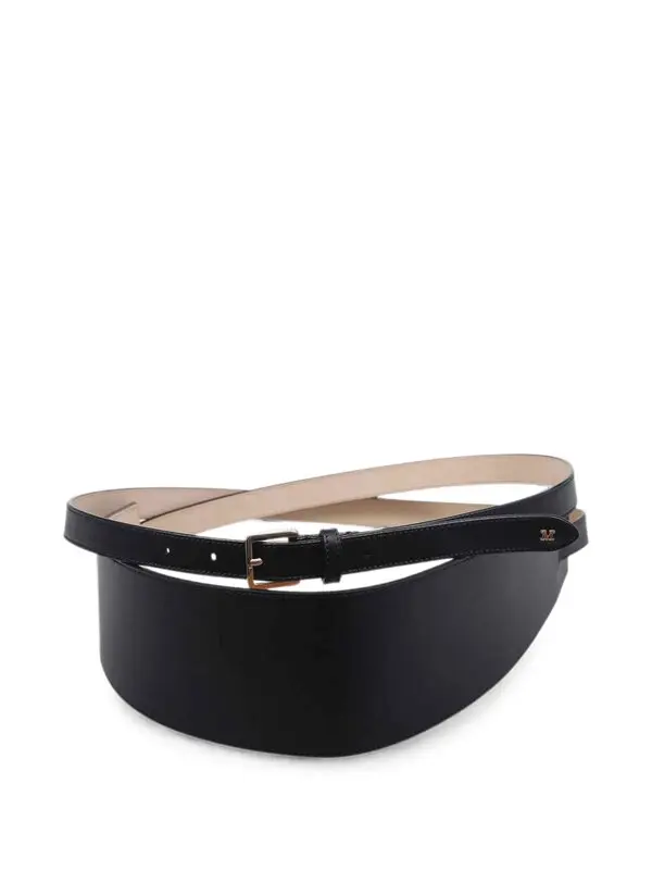 Max Mara Leather Belt With Logo Plaque