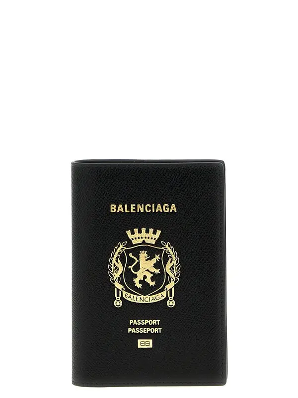 Balenciaga Logo Leather Passport Holder