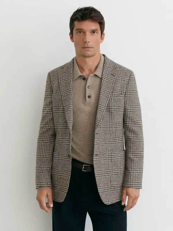 REISS Tuscan Wool-blend Houndstooth Single-breasted Blazer Classic-fit