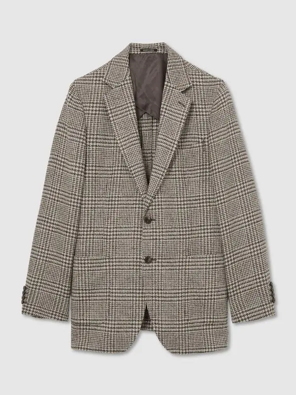 REISS Tuscan Wool-blend Houndstooth Single-breasted Blazer Classic-fit