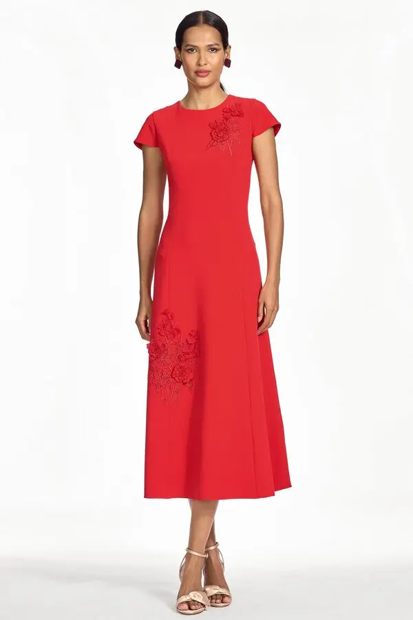 Sachin & Babi Remi Midi Dress With Floral Appliqués