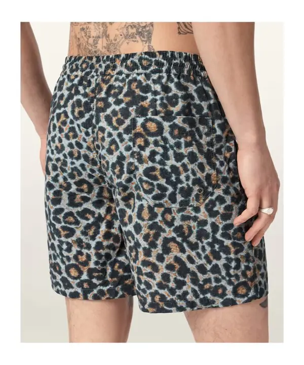 ALLSAINTS Silesia Leopard Print Slim Fit Swim Shorts - Clouded Grey