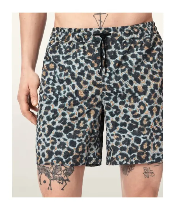 ALLSAINTS Silesia Leopard Print Slim Fit Swim Shorts - Clouded Grey