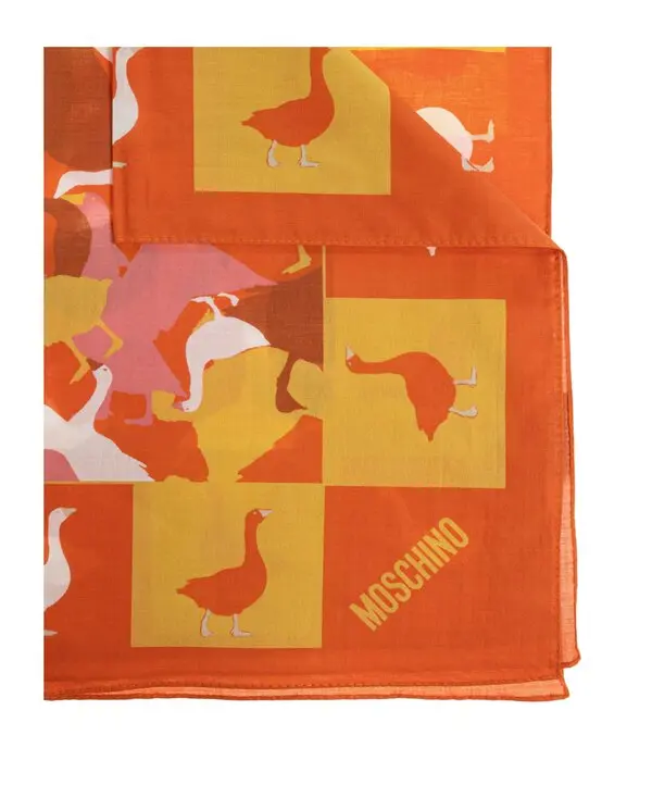 Moschino Duck Print Scarf - Brown