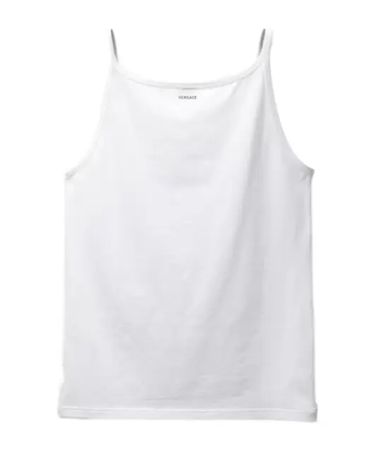 Versace Logo Embroidered Tank Top - White