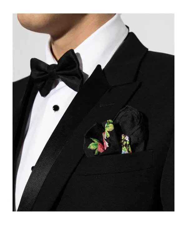 Moschino Floral Silk Pocket Square
