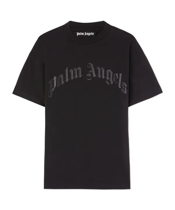 Palm Angels Curved Logo Printed Crewneck T-shirt