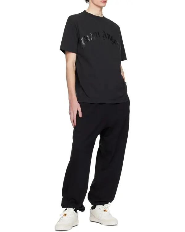 Palm Angels Curved Logo Printed Crewneck T-shirt