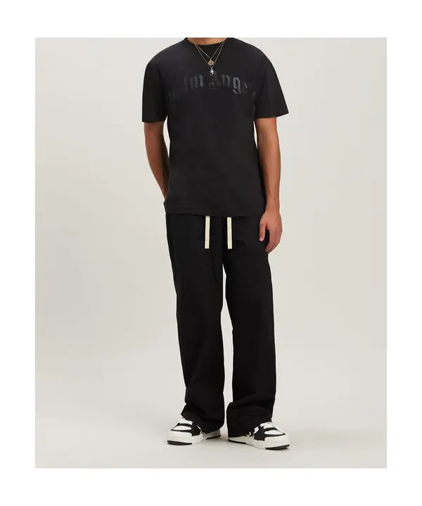 Palm Angels Curved Logo Printed Crewneck T-shirt