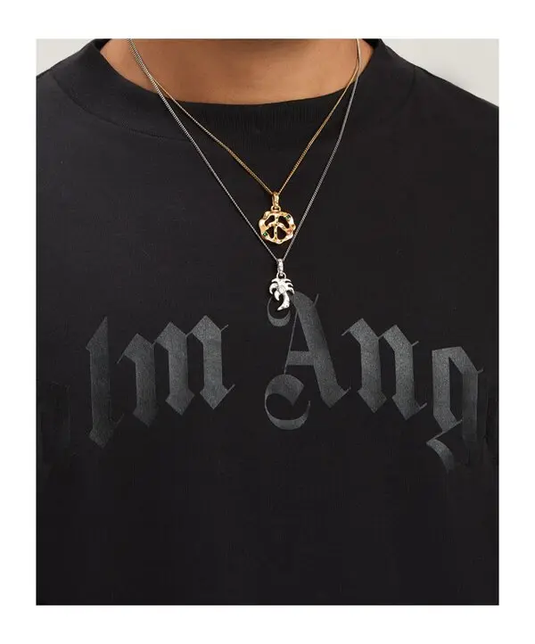 Palm Angels Curved Logo Printed Crewneck T-shirt