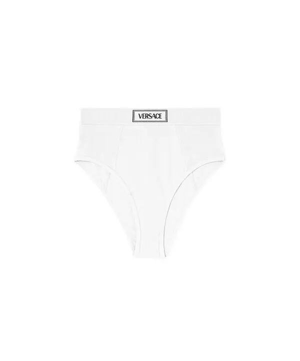 Versace High-waist Logo-waistband Briefs - White