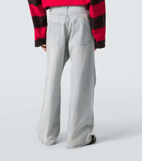 Balenciaga Leather-trimmed Wide-leg Jeans