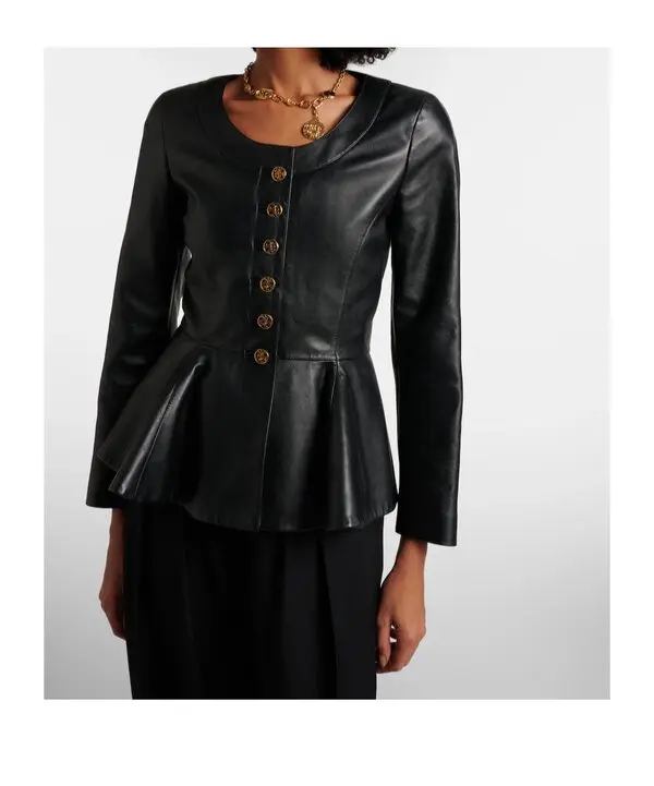 Chloé Peplum Leather Jacket With Baroque Buttons