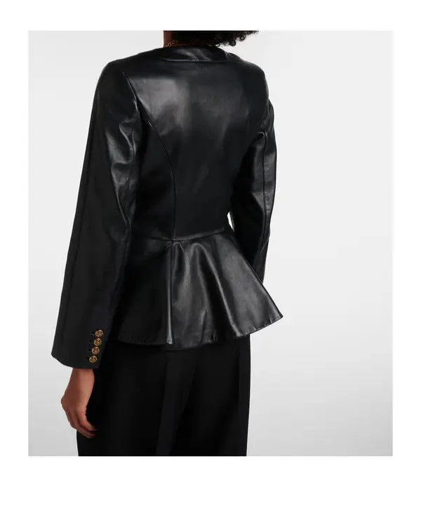 Chloé Peplum Leather Jacket With Baroque Buttons