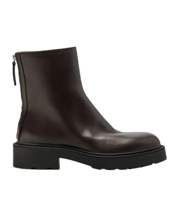 THE ROW Nobilis Leather Ankle Boots - Black