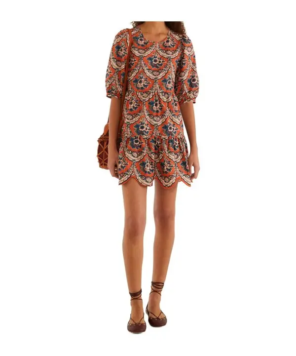 Farm Rio Floral-print Tiered Mini Dress