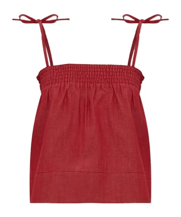 A.p.c. Smocked Square Neck Top With Slender Straps