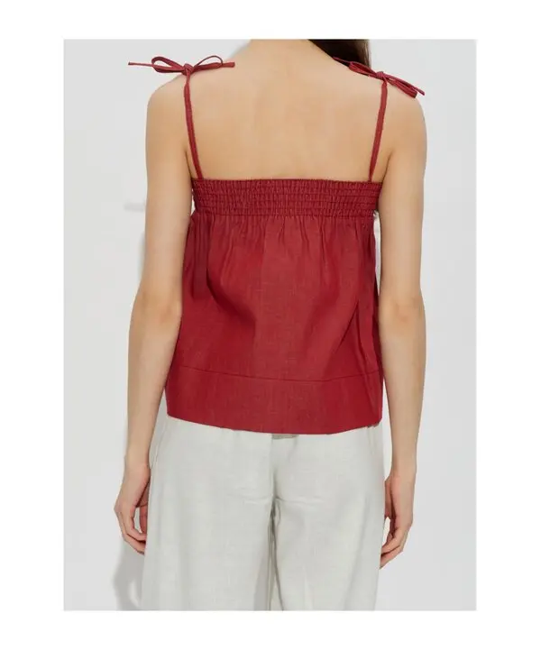 A.p.c. Smocked Square Neck Top With Slender Straps