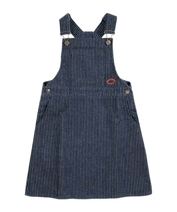 BOBO CHOSES Denim Pinafore Dress With Pinstripe And Embroidered Detail