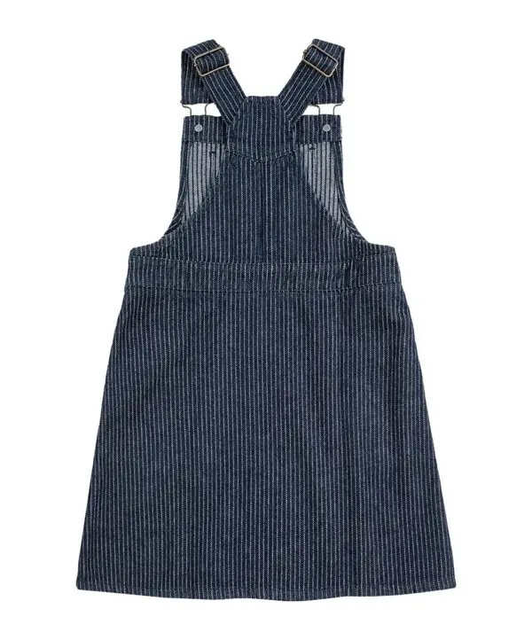 BOBO CHOSES Denim Pinafore Dress With Pinstripe And Embroidered Detail