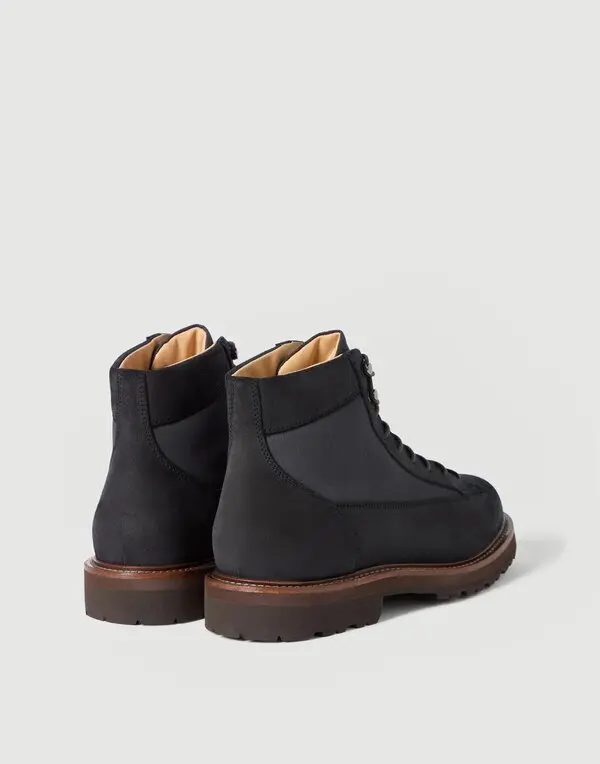 Brunello Cucinelli Suede And Techno Fabric Lace-up Boots