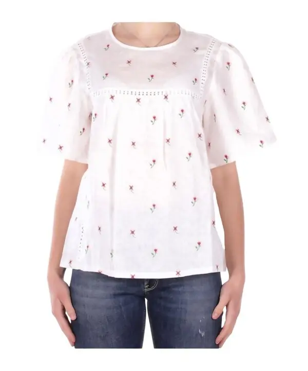 Max Mara Embroidered Short Sleeve Top - White
