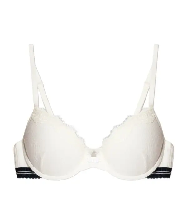 Emporio Armani Lace Trim Underwired Bra - White