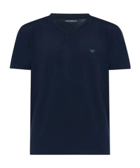 Emporio Armani V-neck Logo T-shirt - Black